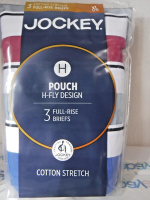 Jockey Pouch H Fly Design 3 Men's Full Rise Briefs XL Blue gray mix H ...