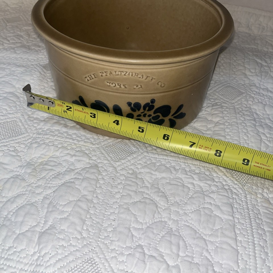 Pfaltzgraff Pottery Folk Art Design Utility Crock 8” Blue Floral ...