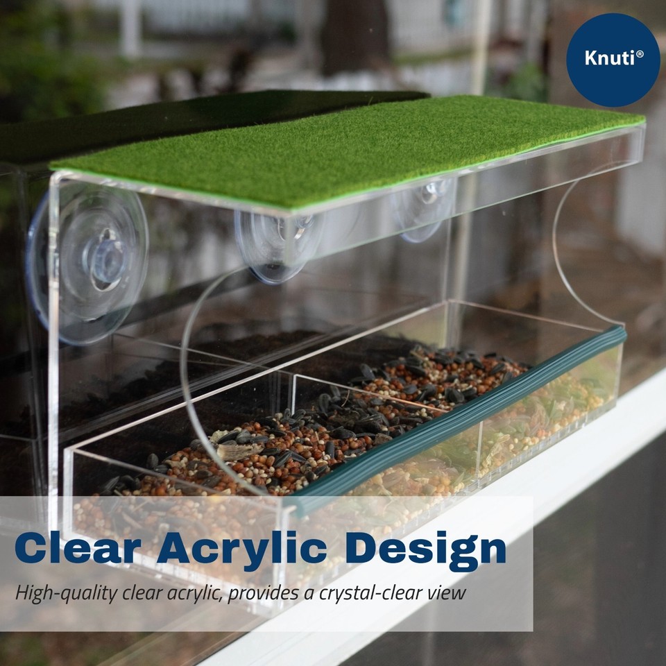 KNUTI Window Bird Feeder Weatherproof Clear Bird House with Strong ...