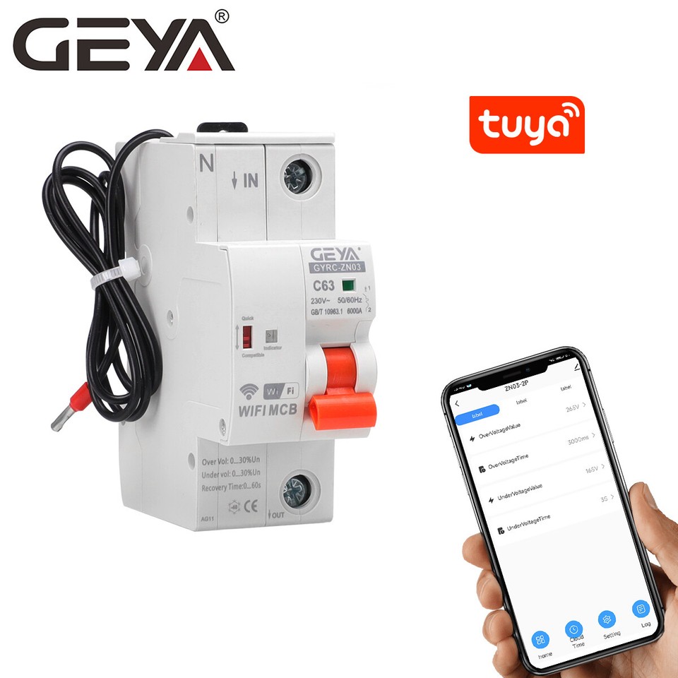 GEYA WIFI Circuit Breaker Time Relay Switch 1-4P 20-100A Voice Remote ...