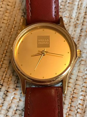 Rare SWEDA Womens Watch " Wells Fargo"-- Leather Band-GOLD TONE FACE | eBay