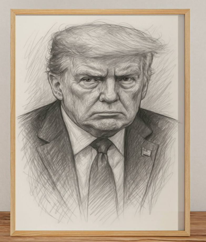 DONALD TRUMP DRAWING PRINT PORTRAIT SKETCH 8" x 10" TRUMP PRESIDENT OF ...