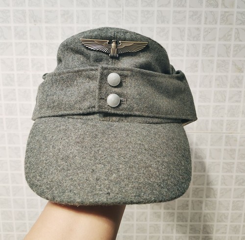 WW2 German M43 Field Wool Cap Hat With German Eagle Cap Badge Pin Size ...