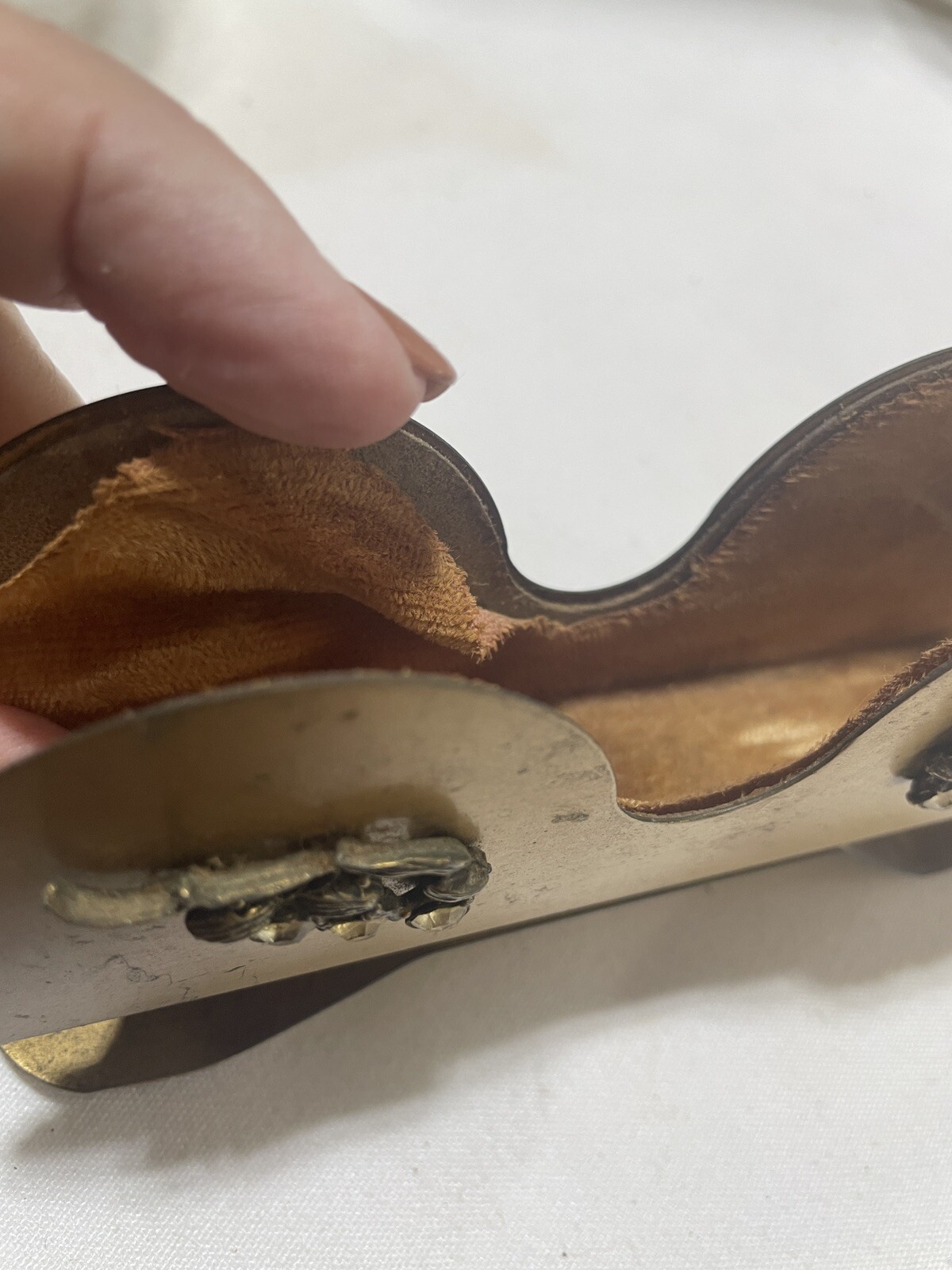 Vintage Footed Eyeglass Caddy Holder Cats Eye Rhinestones Gold Tone ...