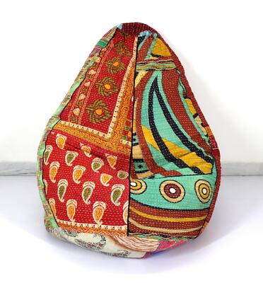 Handmade Cotton Floral Kantha Bohemian Round Pouf Gypsy Bean Bag Lounge ...
