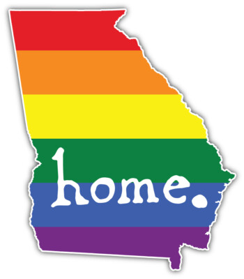 Georgia USA State Map Pride Home Rainbow LGBT Flag Car Bumper Sticker ...