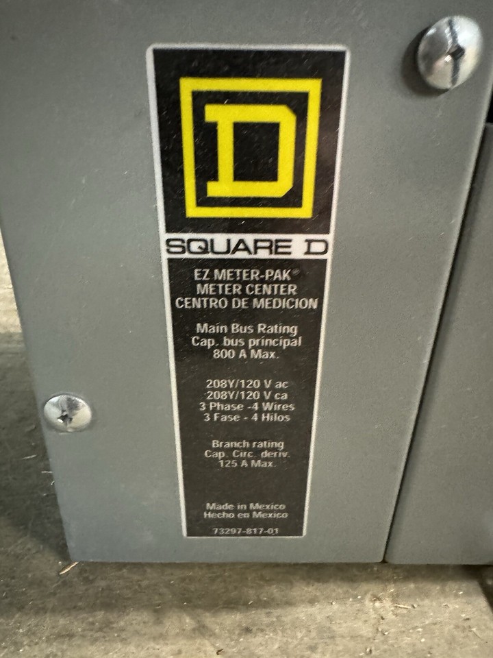 EZM314125 Square D 125 Amp 208/120V Single Phase Meter Stack 5 Gang ...