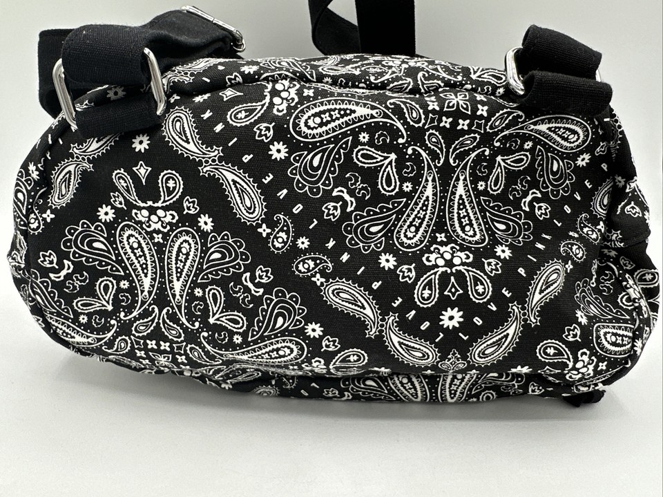 Victoria’s Secret Paisley Mini Drawstring Backpack Black & White Love ...