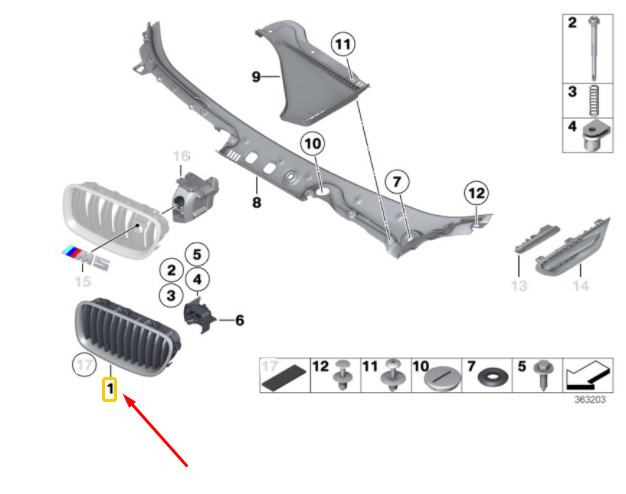 BMW 5 F10 2014 LHD Front Right Side Grille 51137261356 for sale online ...