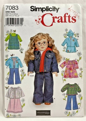 2002 Simplicity Sewing Pattern 7083 18" Doll Wardrobe 7 Outfits Vintg ...