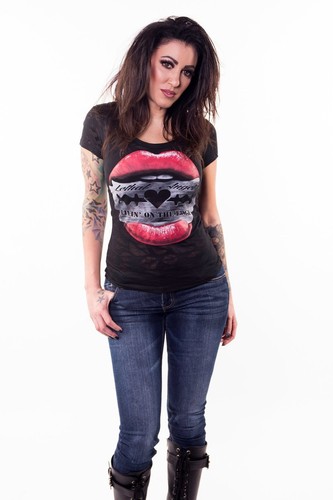 Lethal Angel Razor Lips Burn Out Punk Rockabilly Biker Gothic T Shirt ...