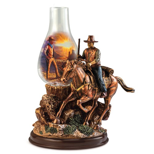 The Bradford Exchange John Wayne Western Hero Hurricane Lamp Bronze ...