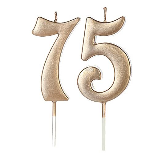 75th & 57th Number Birthday Candles for Cake Topper, Number 75 ...