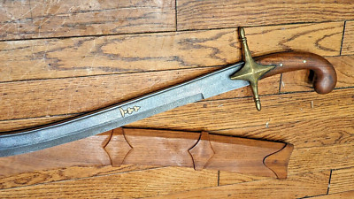 Custom Handmade Gold Kofgari Damascus Steel Shamshir Sword Battle Ready ...