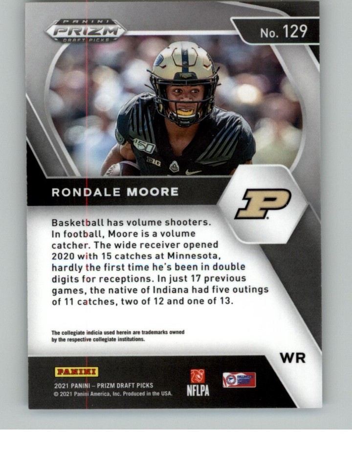 2021 Panini Prizm Draft Picks Rondale Moore 129 Purdue Boilermakers ...