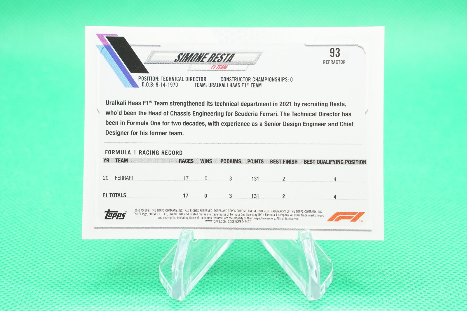 2021 Topps Chrome F1 Base F1 Crew Refractor #81 Toto Wolff Mercedes-AMG ...