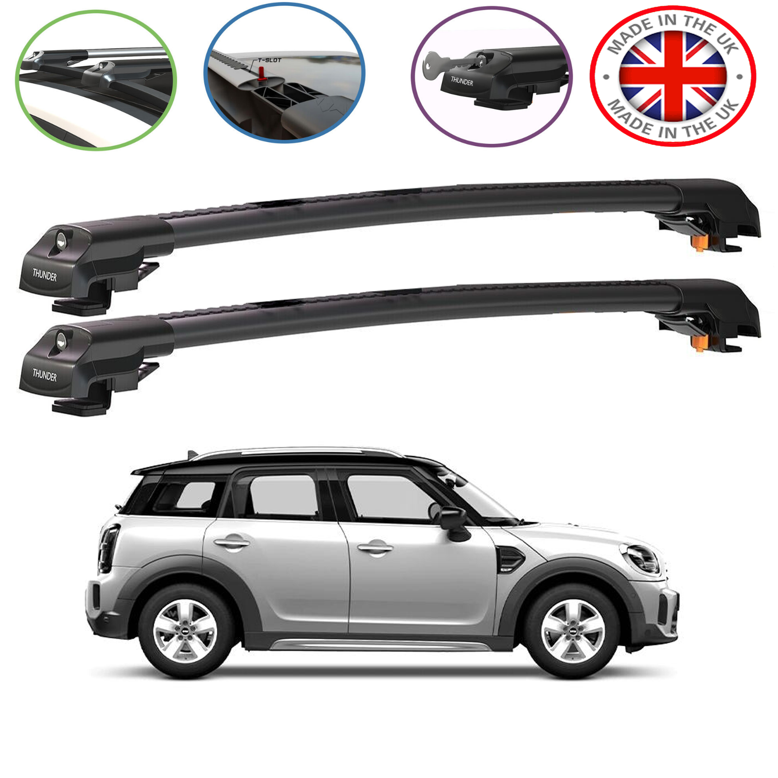 Aluminium Roof Rack Cross Bars Anti-Theft fits MINI CLUBMAN 2007-2014 ...
