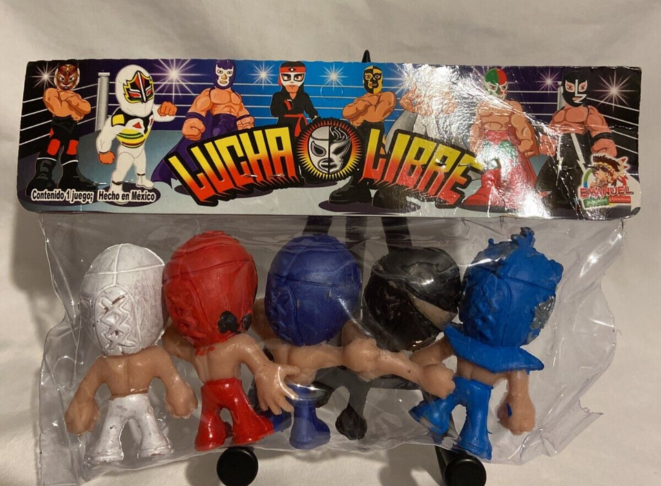 LUCHA LIBRE SET Luchadores Cabezones 3" Action Figures Mexican Toys set ...