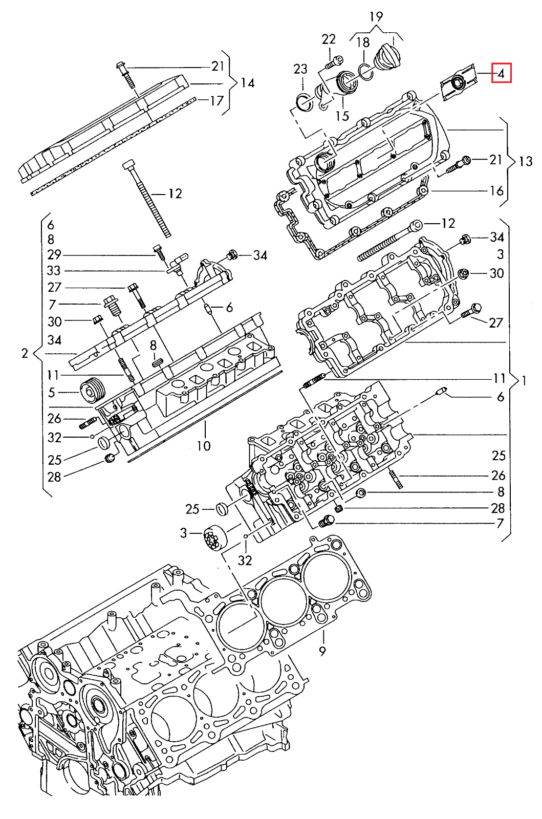 059103113G NEW GENUINE AUDI VOLKSWAGEN DIESEL ENGINE INJECTOR END COVER ...