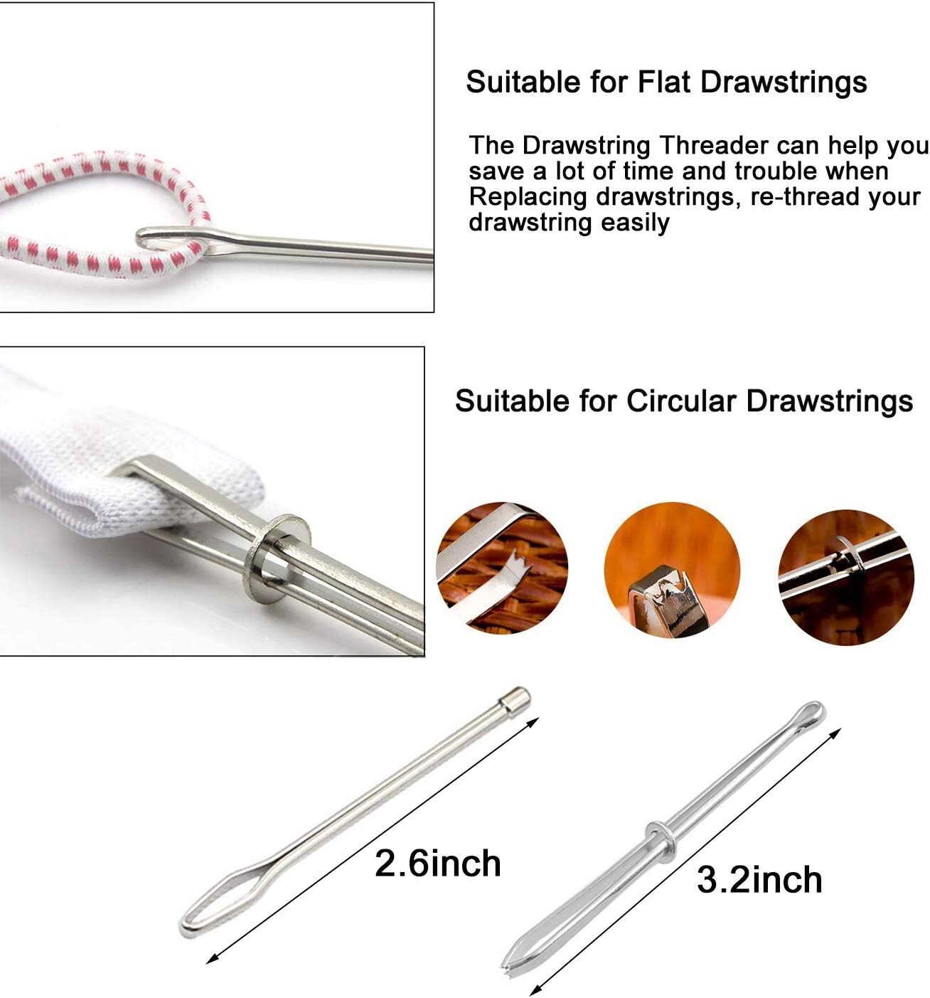 2 Pieces Bodkin Elastic Threader For Waist Band Craft Easy To Insert ...