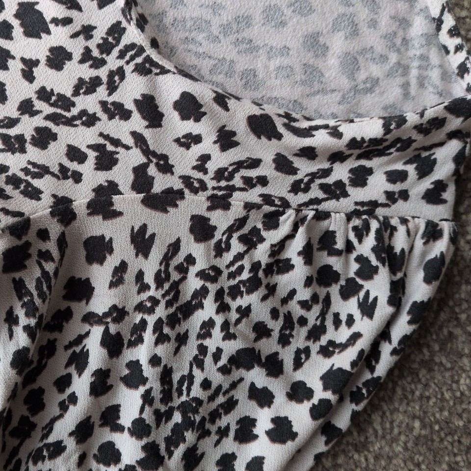 Next Size 8 Low Neck, Short Sleeved Blouse, Pattern Similar To Leopard ...