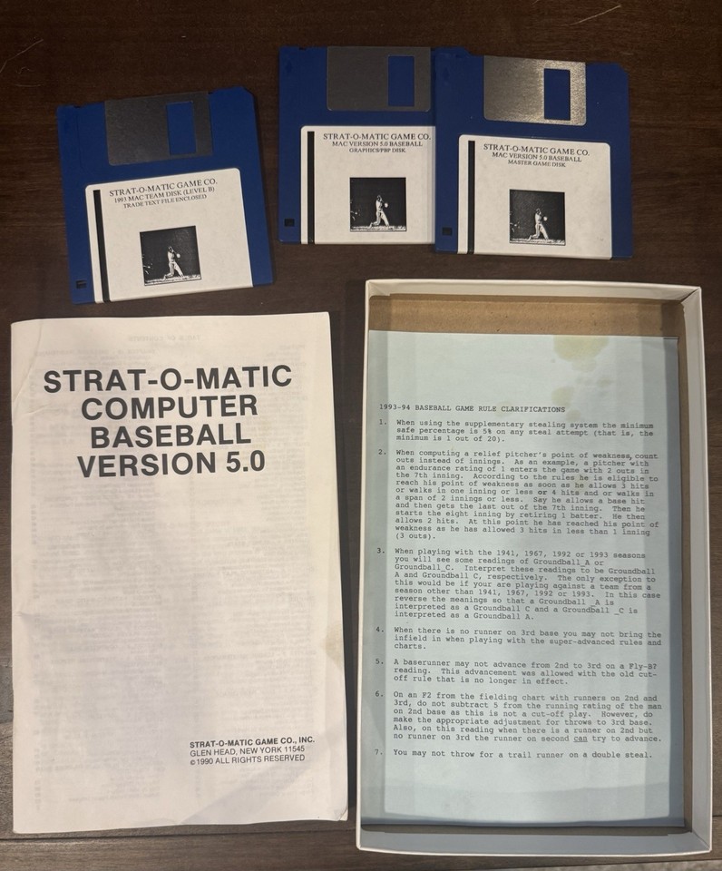 Strat-O-Matic Baseball 1993-94 EDITION COMPLETE ! MAC VERSION (RARE ...