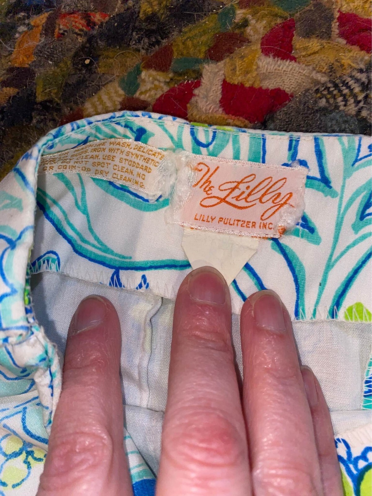 Vintage Lilly Pulitzer "The Lilly" Green and Blue Flo… - Gem