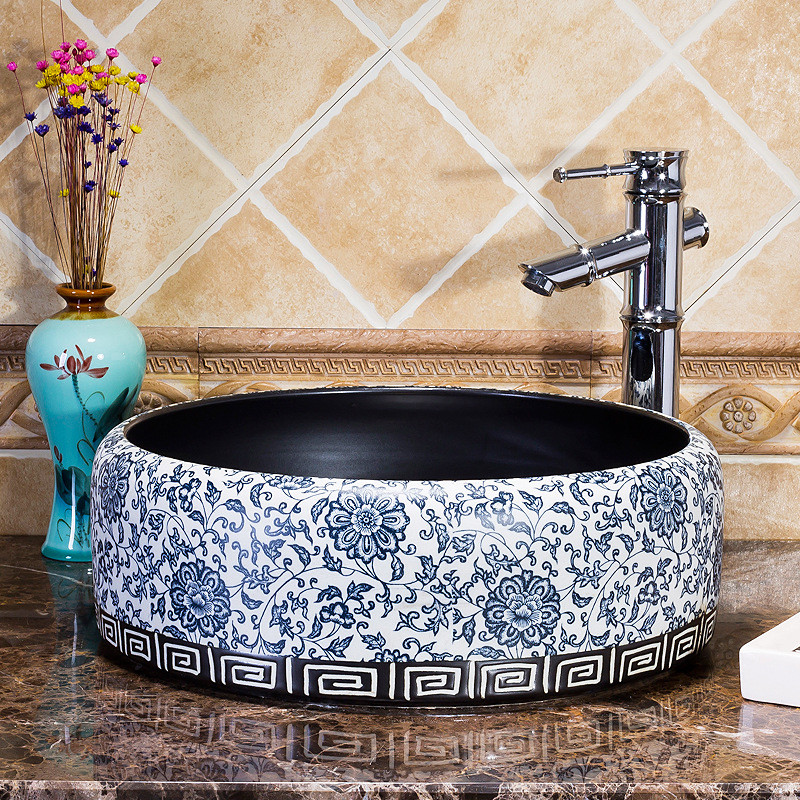 Colorful Round Bowl Ceramic Vessel Sink Counter Basin Set Mixer Faucet ...