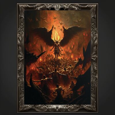 Fallen Angels Hell 6 Gothic Art Oil Painting Spooky Gift Devil Print ...