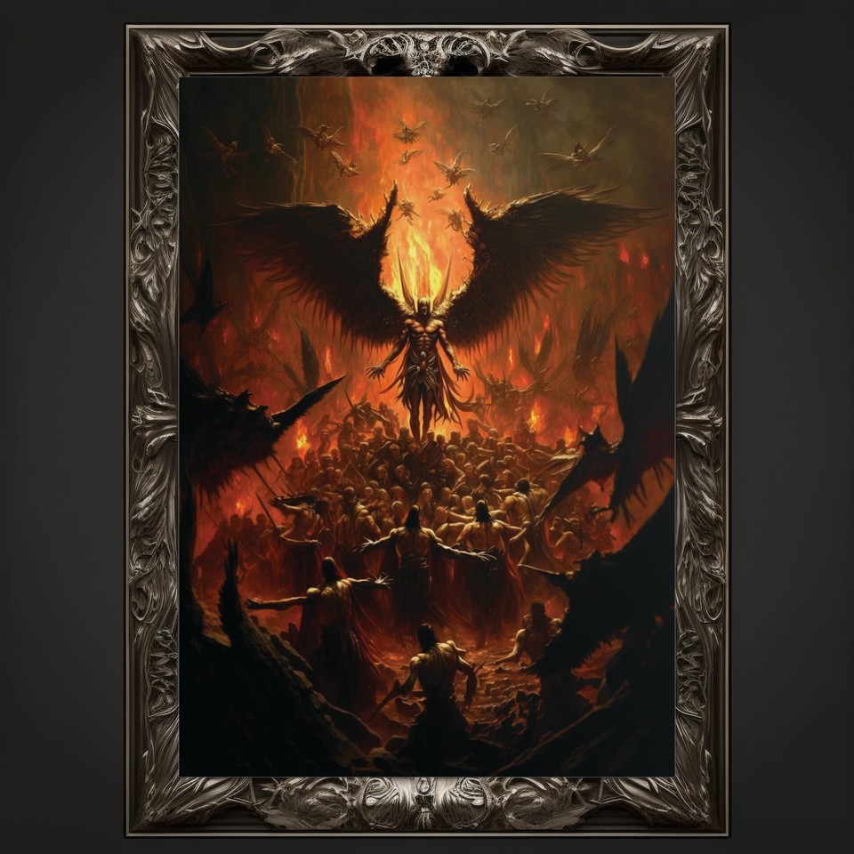 Fallen Angels Hell 6 Gothic Art Oil Painting Spooky Gift Devil Print ...