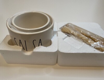 Rae Dunn By Magenta Guac & Salsa Ceramic Bowls Bamboo Spoons Limited ...