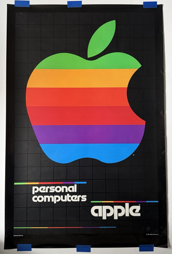 Vintage Original Apple Computers Rainbow Logo Poster, Stored Rolled Up ...