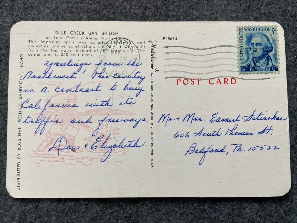 Blue Creek Bay Bridge on Lake Coeur d' Alene, North Idaho Vintage ...