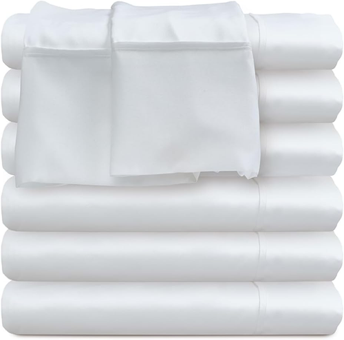 Twin Flat Sheets Only - White Sheets Bulk 6 Pack for Massage Table ...