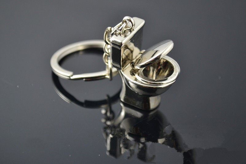 Cute Exquisite Fashion 3D Chrome Toilet Keychain Simulation Mini ...