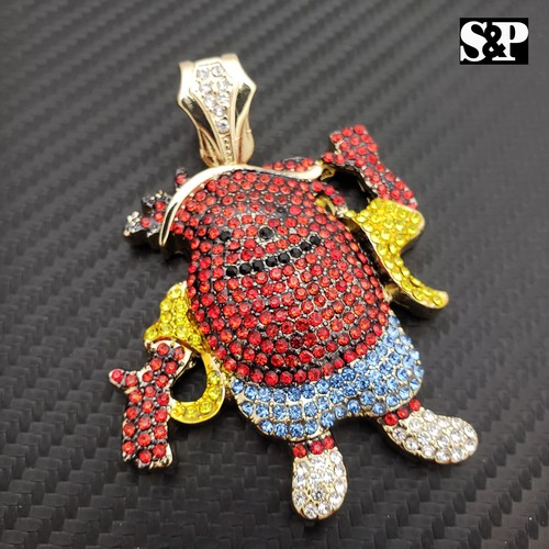 Hip Hop KOOL AID MAN Charm Iced 1 Row Cubic Zirconia Gold Plated Chain ...