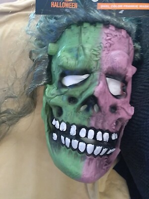 Dual Color Frankie, Skeleton Two Face Mask - Cosplay, Halloween, Mardi ...