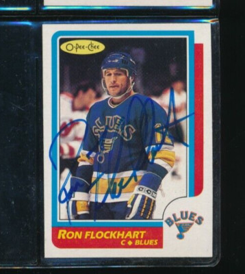 1986-87 O-Pee-Chee #146 Ron Flockhart Blues Signed autograph (FI67 ...