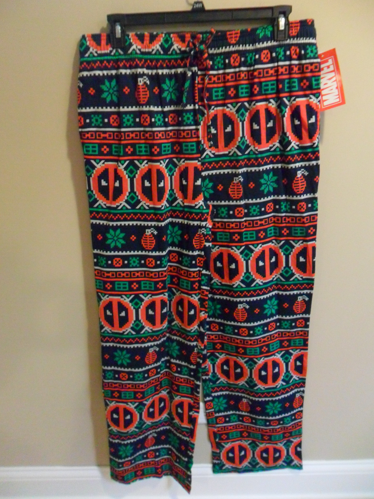 Marvel Deadpool Fairisle Knit Sleep Pant 100% cotton Side pockets Navy ...