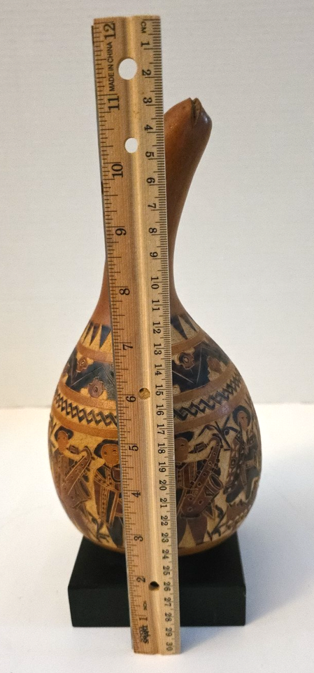 VTG 1973 Folk Art Approx 11.5" Gourd Made In Guatemala Intricate Detail ...