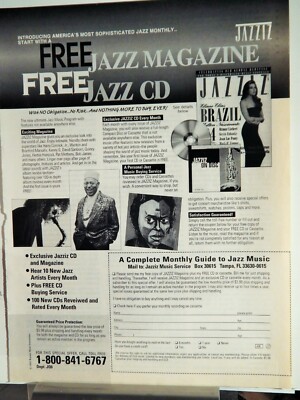 JAZZIZ MONTHLY GUIDE TO JAZZ MUSIC MAGAZINE VTG 1995 AD RARE EPHEMERA ...