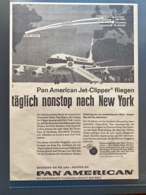 Pan American Jet Clipper New York nonstop Original 1961 Vintage Ad ...