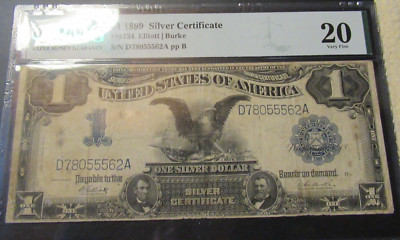 1899 black eagle PMG VERY FINE 20 ELLIOTT/ BURKE SILVER CERTIFICATE | eBay