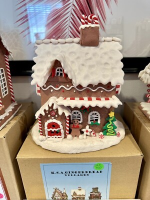 Kurt Adler Gingerbread House Glitter Snow Light Up Battery Powered ...