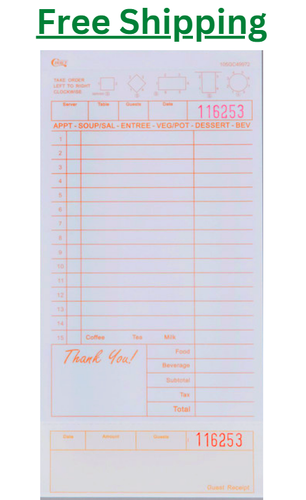 2000 CASE 2 Part Tan White Carbonless Guest Check Bottom Receipt Pad ...