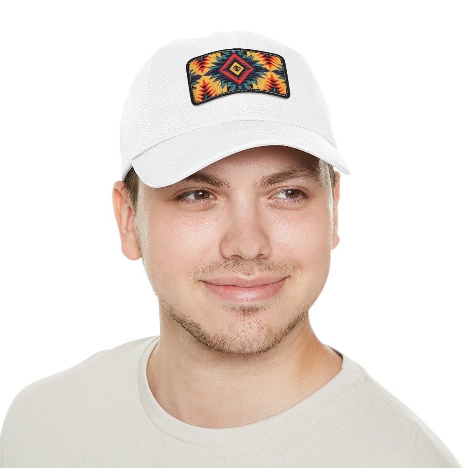 Dad Hat Faux Leather Patch Southwestern Navajo Pattern Native American ...