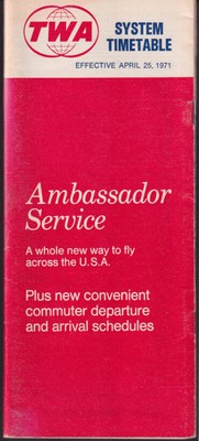 TWA System timetable 4/25 1971 Ambassador Service Routes | eBay