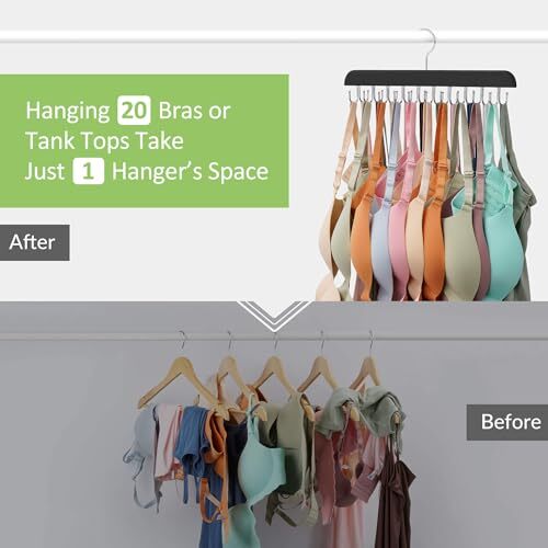 Bra Hanger for Closet, Tank Top Hanger 40 Hooks Capacity Sturdy 2 Pack ...