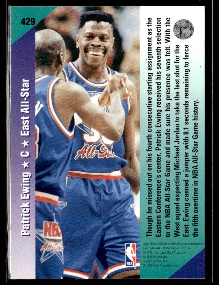 1992-93 Upper Deck #429 Patrick Ewing Knicks Basketball Card 3202C | eBay