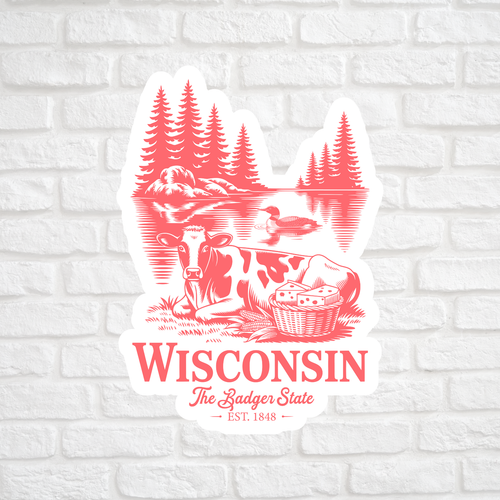 Wisconsin sticker vinyl decal the badger state 1848 car window laptop ...